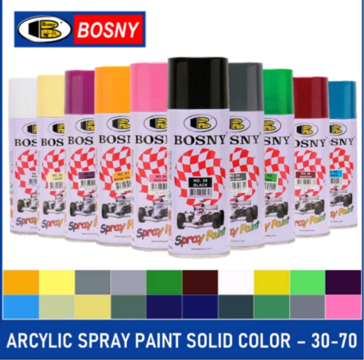 BOSNY ACRYLIC SPRAY PAINT ORDINARY COLORS PINTURANG DE BUGA ORIGINAL ...