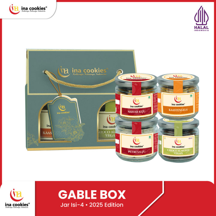 Hampers Lebaran 2025 Gable Box Jar Isi 4 Toples Kue Kering Premium Ina ...
