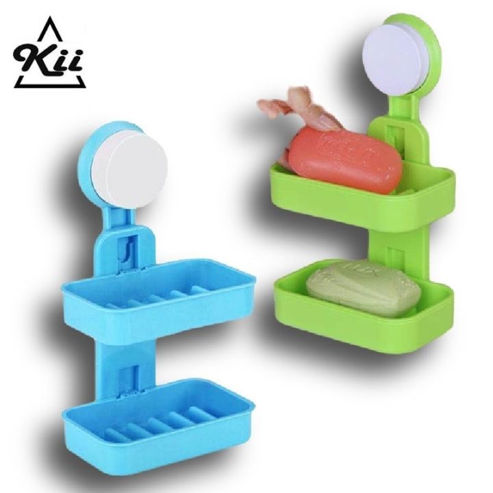 Double Soap Box - Wadah Tempat Sabun 2 Susun Tempel Dinding | Lazada ...