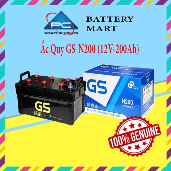 Bình Ắc Quy Nước 12V-200Ah, Ắc Quy Ô Tô GS N200 | Lazada.vn