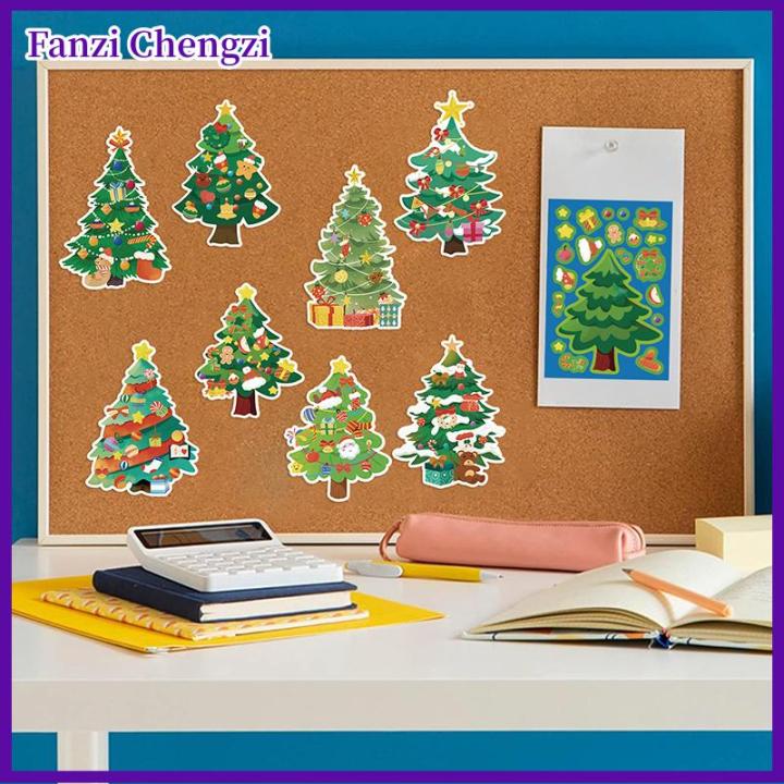 Fanzi 16ชิ้นสติกเกอร์ปริศนาของเล่นต้นคริสต์มาสทำสติ๊กเกอร์งานฝีมือ DIY ...