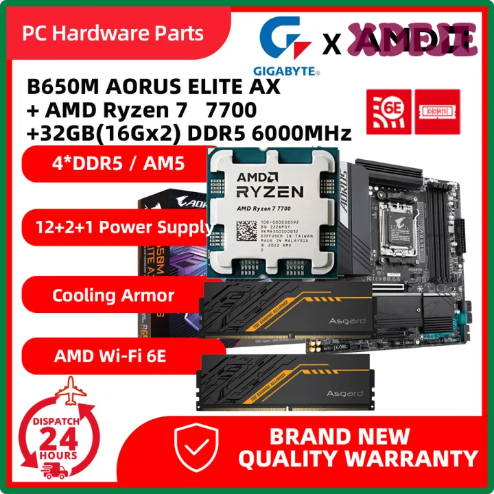 XDFJE Amd Ryzen 7 7700 Gigabyte B 650M Aorus Elite Ax 32Gb (16G * 2 ...