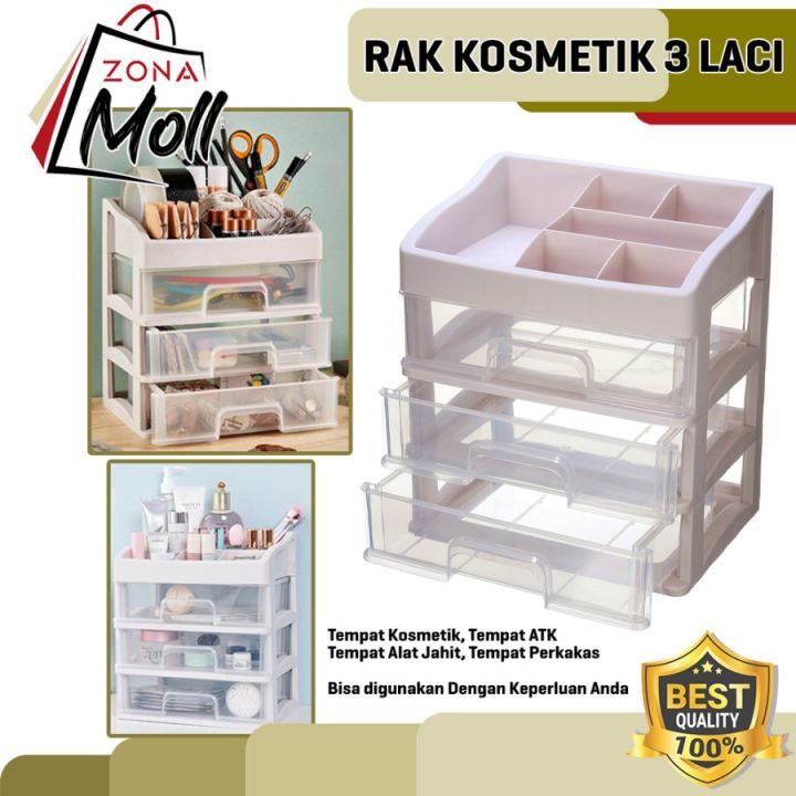 BISA COD - RAK KOSMETIK / RAK MAKE UP 3 SUSUN PLASTIK / KOTAK MAKEUP 3 ...