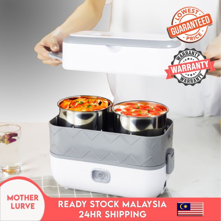 Malaysia Plug Portable Electric Lunch Box Heating Double Layer Stainless Steel Multifunction ...