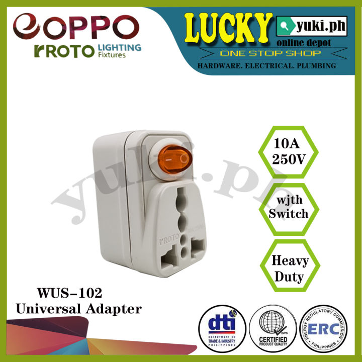 EOPPO WUS-102 UNIVERSAL SOCKET W/ SWITCH 220V | Lazada PH