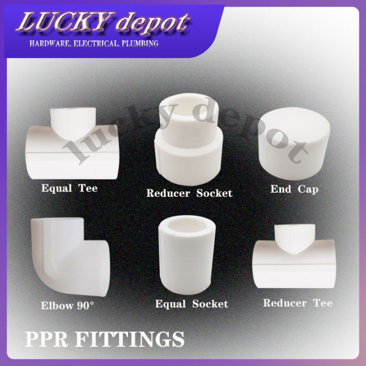 PPR PLAIN PIPE FITTINGS WHITE (END CAP/EQUAL SOCKET/REDUCER SOCKET/ELBOW 90°/EQUAL TEE/REDUCER ...