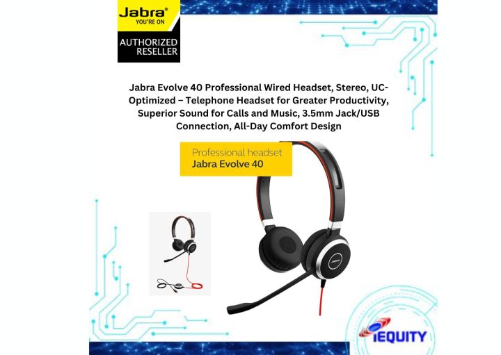 Jabra Evolve 40 Stereo UC Wired Professional Headset | Lazada PH