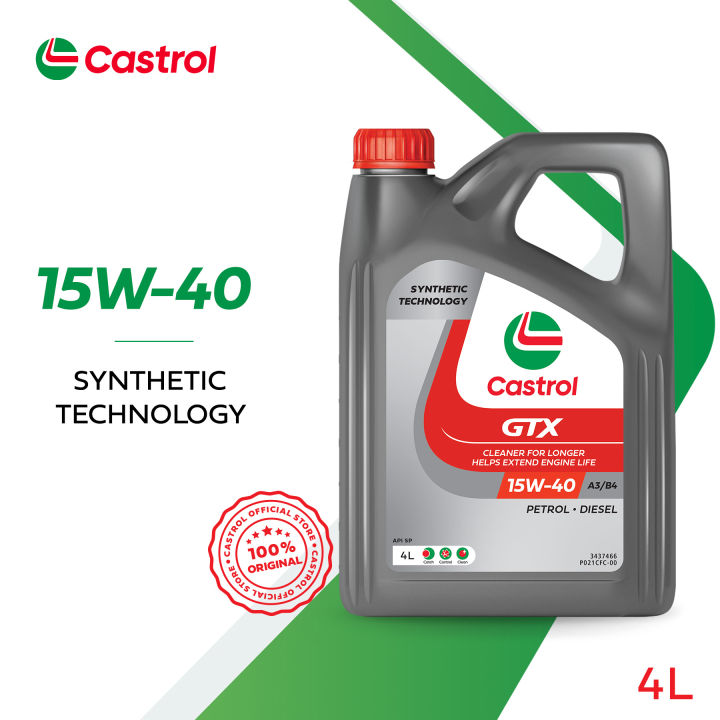 Castrol GTX 15W-40 (4L) Synthetic Technology Oil API SP ACEA A3/B4 for ...