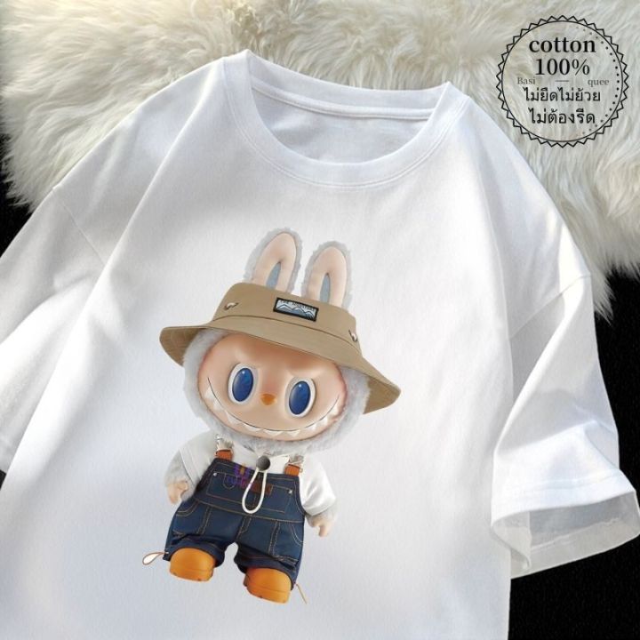 Neutral printed T-shirt, cute Bubu Rabbit, oversized round neck, pure ...