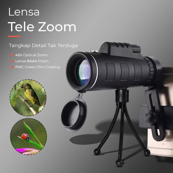 Lensa Tele Zoom HD 40X60 untuk Smartphone - KL1040 - Black | Lazada ...