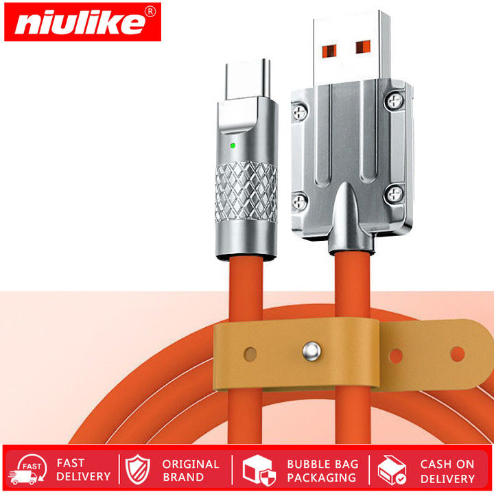 Original USB Liquid Silicone Cable Metal 6A Type C and iPhone Fast ...