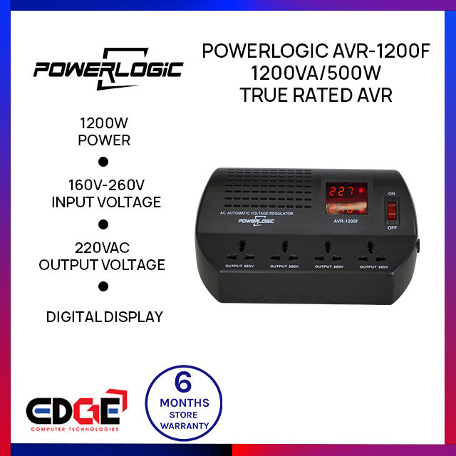 EDGE | POWERLOGIC AVR-1200F 1200W True Rated AVR | Lazada PH