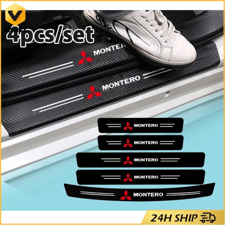 4PCS Car Sticker Carbon Fiber Door Sill Protector Auto Threshold ...