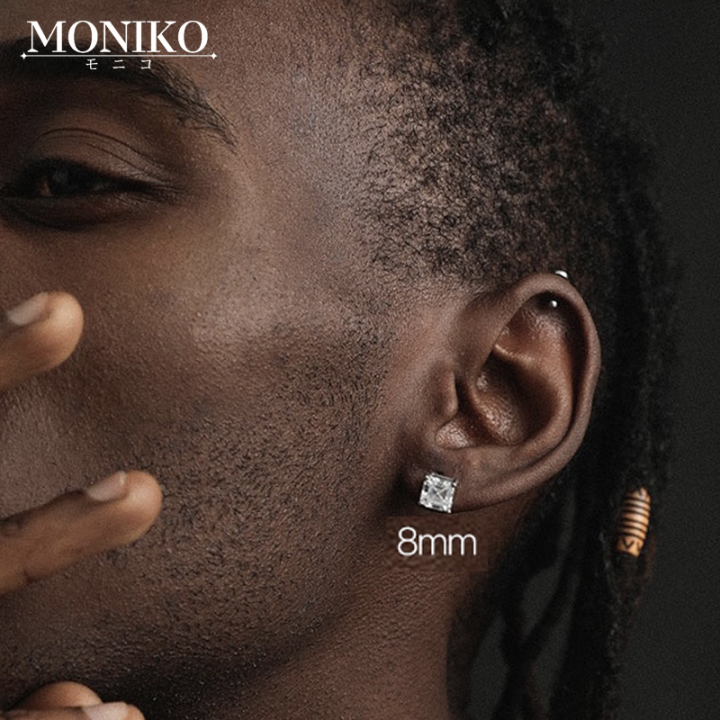 MONIKO ต่างหูเพชรเหลี่ยม4 mm - 8 mm เพชรสวิสเหลี่ยม CZ แท้ 100% ต่างหู ...