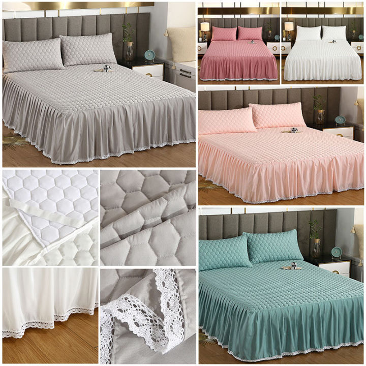 Souin Ew กระโปรงเตียงลูกไม้สีบริสุทธิ์,กระโปรงหนาและความสูงเหมาะกับผิว ...