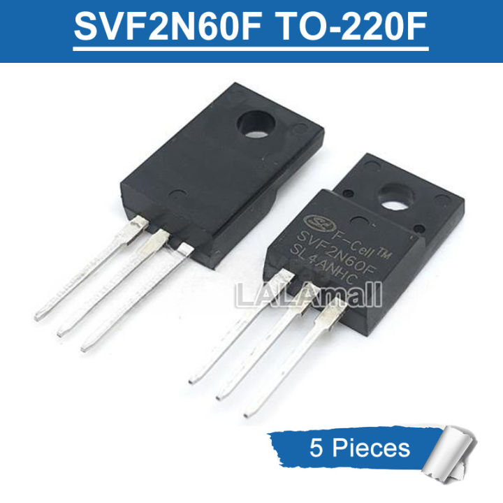 5ชิ้น TO-220F SVF2N60F 2N60 2N60F SVF TO220F 2A มอสเฟท600V N-Channel ...