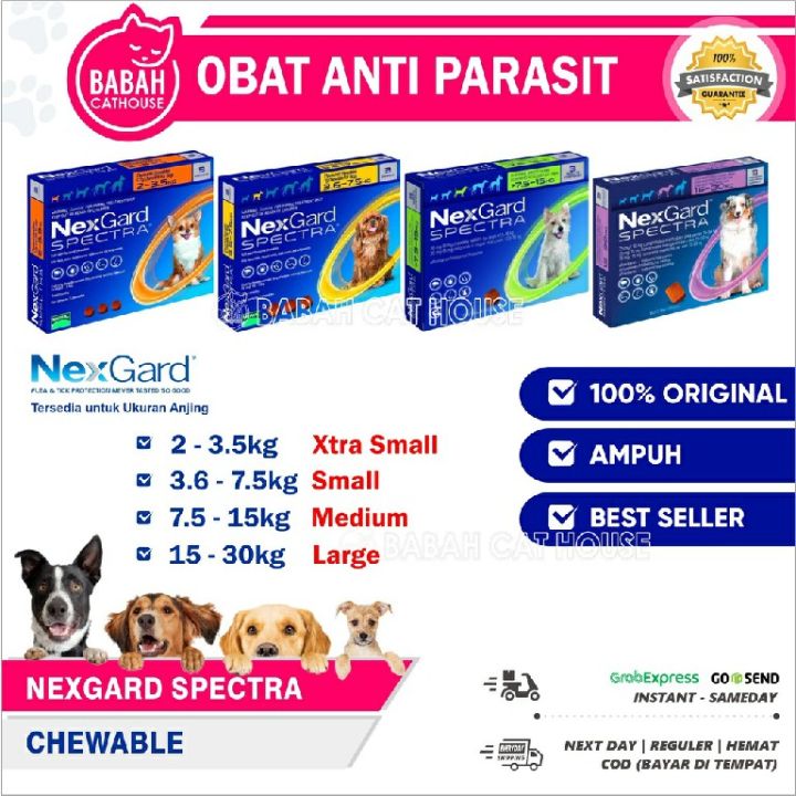 NEXGARD SPECTRA Obat Anjing Anti KUTU Cacing Cacingan Demodex Ampuh Size XS S M L XL Murah ...