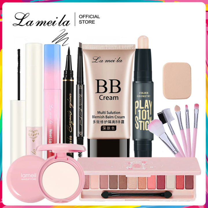 Lameila 10 Pieces Makeup Set BB Cream +Loose Powder +Highlight Contour ...