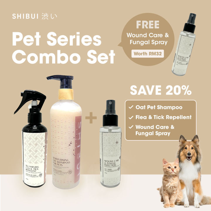 SHIBUI Pet Combo Set - Oat Shampoo Anti-Flea/Tick Wound & Skin ...