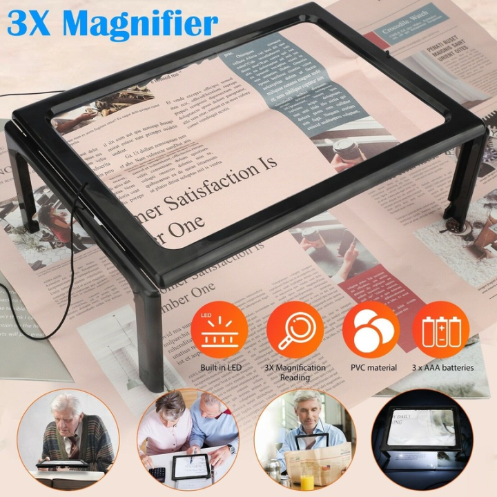 Large Magnifier A4 Full Page 3x Book Reading Aid Magnifying Glass w ...