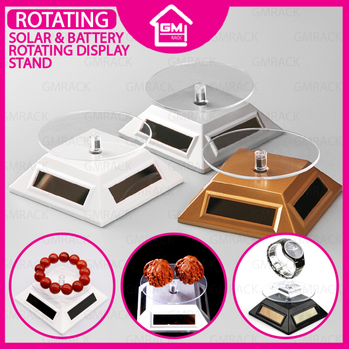 [GMRACK] SOLAR & BATTERY DOUBLE POWERED ROTATING DISPLAY STAND | Lazada