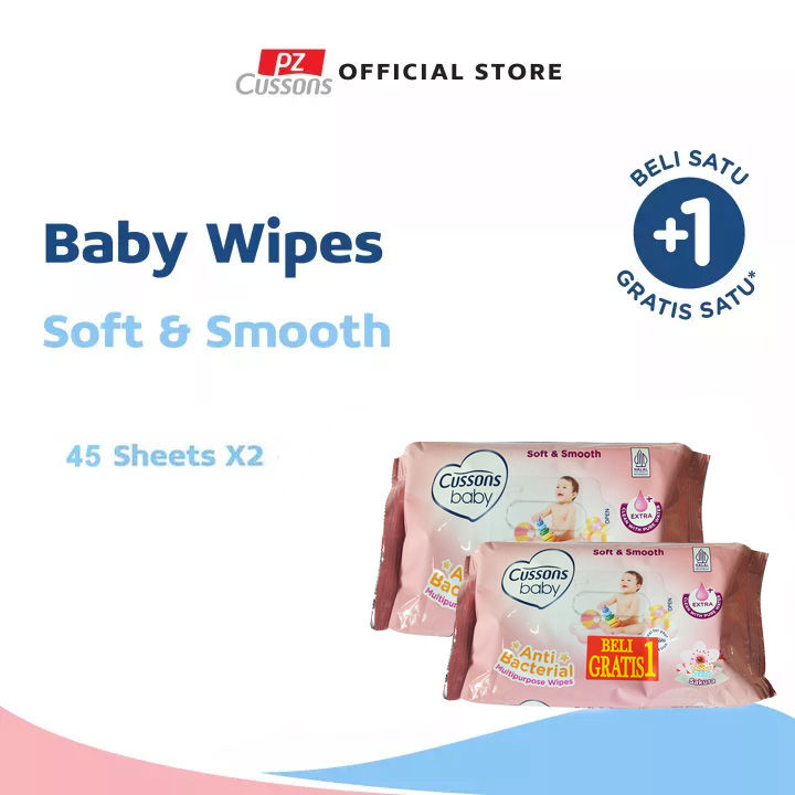 Cussons Baby Wipes Soft & Smooth 45 Sheet X 2 | Lazada Indonesia