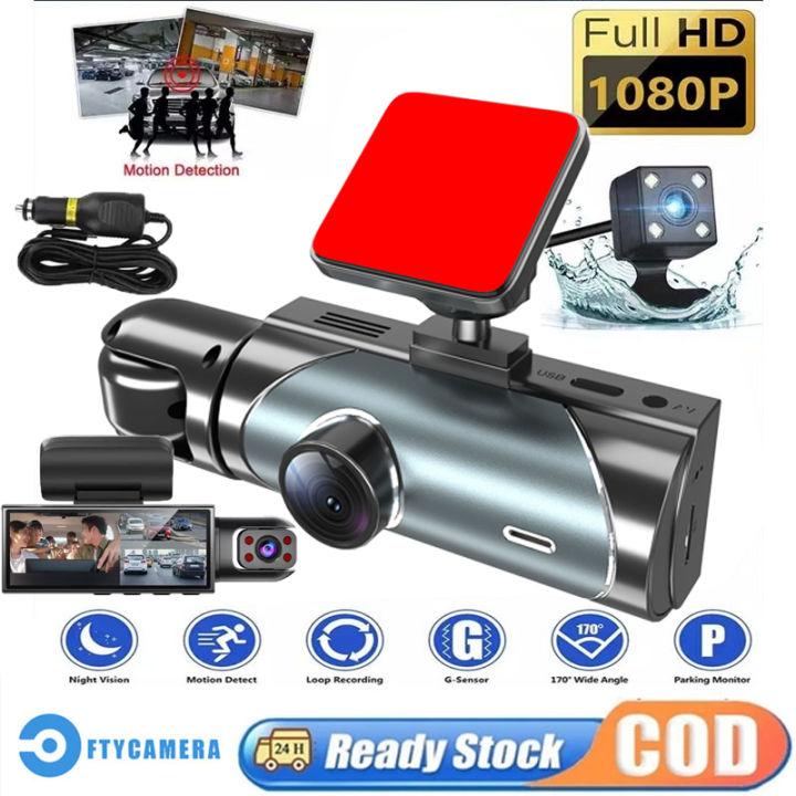Dashcam Front and Back 3 Channel Car DVR HD 1080P With Night Vision ...