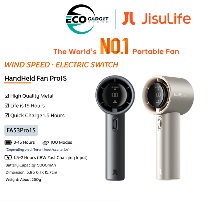 JISULIFE Handheld Fan Pro1S Pro1 Portable Bladeless Recharable 100 ...