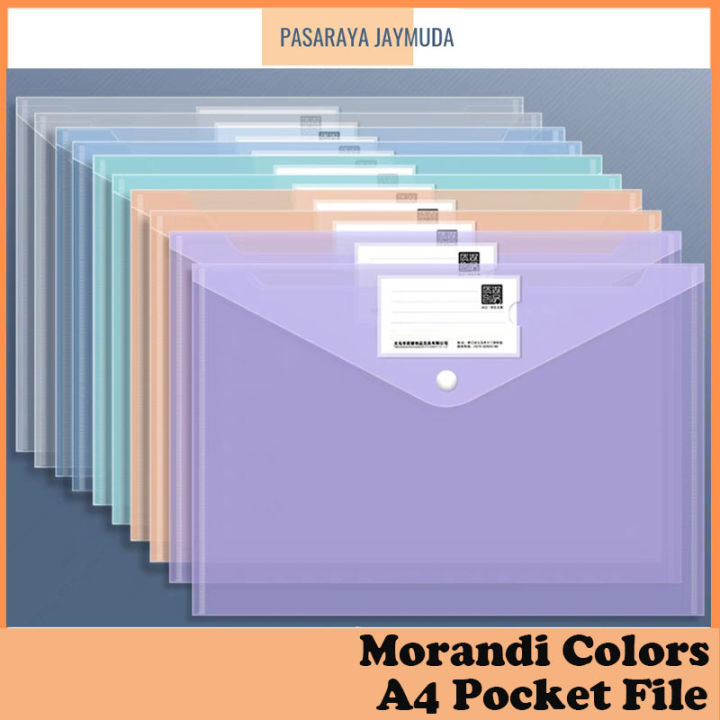 10PCS A4 Morandi Color ID Label Pocket File Paper Folder Stationery School Office PP Folder File ...