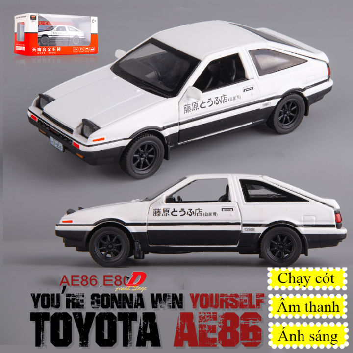 Mô hình xe TOYOTA AE86 KAVY bằng hợp kim có nhạc và đèn chạy cót mở ...