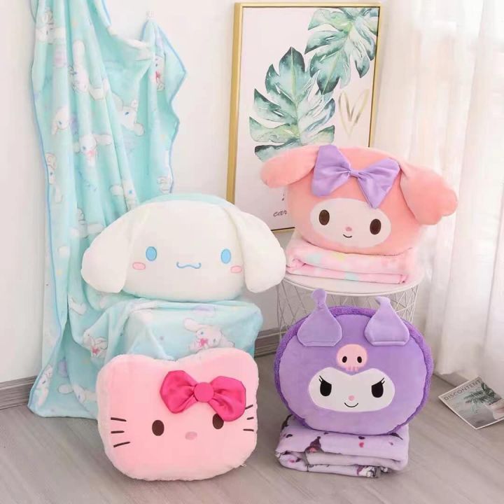 PILLOW BLANKET macaroon stuff toy Kuromi Hello! kitty Melody ...