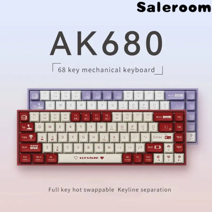[Hot]AJAZZ AK680 Mechanical Keyboard Gaming Wired Compact Laptop Tea Or Red Shaft 68 Keys ...