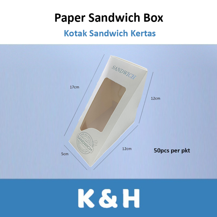 (50pcs) Paper Sandwich Box / Paper Sandwich Box with Metalised Silver ...