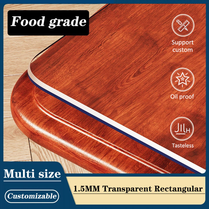 (1.5MM Transparent Rectangular) Tablecloth Waterproof Oil Proof Wash ...