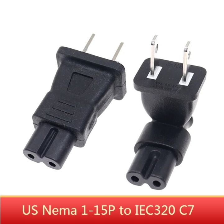 Universal 2-pin power cable plug to IEC C7 figure 8 receptacle plug ...
