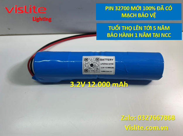 Pin sạc Lifefo4 32700 3,2V 12.000mAh dùng cho đèn năng lượng mặt trời ...