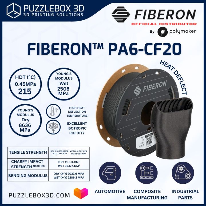 Polymaker Fiberon PA6-CF20 / PA12-CF10 3D Printing Filament Carbon ...
