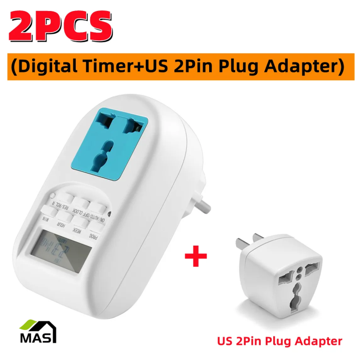 MAS GOODS 12hours/24hours Electrical Mechanical Time Wall Plug Switch Digital Countdown Timer ...