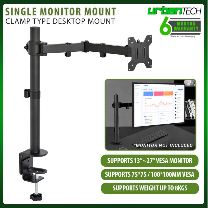 Single Monitor Aluminum Mount Clamp Type Monitor Desktop Mount for 13 ...