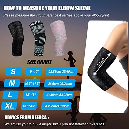 NEENCA [2 Pack] Professional Elbow Brace, Compression Elbow Sleeves ...