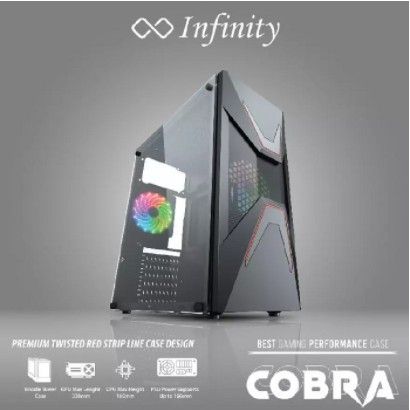 CASING INFINITY COBRA + PSU + 1 Fan LED RED + 1 Fan non LED siap tempur ...
