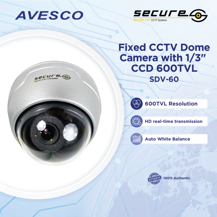 Secure Eye Fixed CCTV Dome Camera with 1/3" CCD 600TVL | SDV-60 | Lazada PH