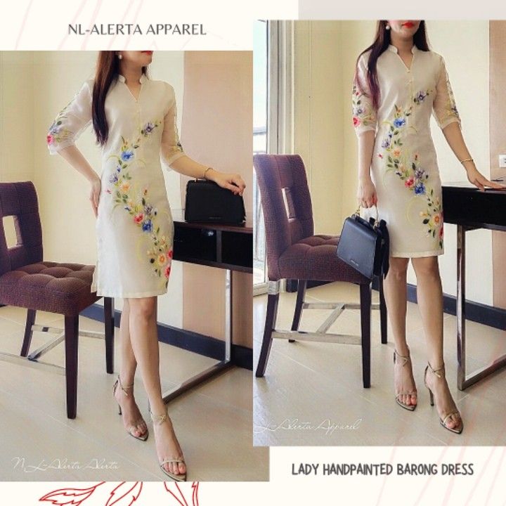 MODERN FILIPINIANA HAND PAINTED BARONG DRESS FOR WOMEN | Lazada PH