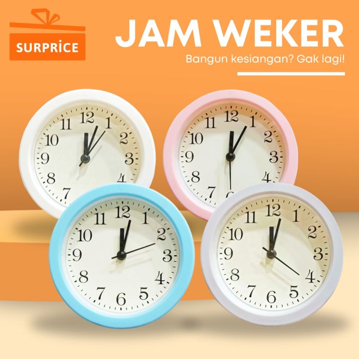 Surprice Jam Weker Bulat Minimalis Polos Background Putih / Jam Beker ...