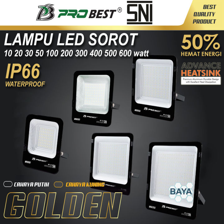PROBEST golden Lampu LED sorot Lampu tembak LED outdoor lapangan jalan super terang murah jarak ...