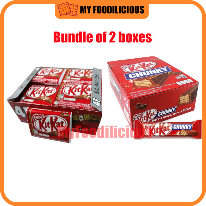 Nestle Kit Kat 4 Finger Chocolate Box 24x35g/Kit Kat Chunky 24pcsx38g ...