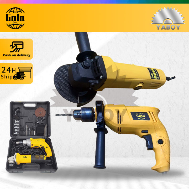 Powerful 2 in 1 Angle Grinder and Impact Drill Set With Hard Case ...