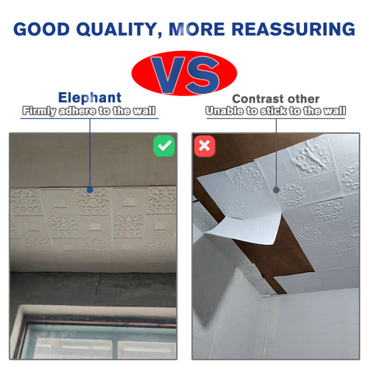 10PCS 70x70CM 3D Ceiling Wallpaper Brick Adhesive Wall Decor Foam Brick ...