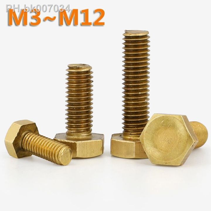 DIN933 M3 M4 M5 M6 M8 M10 M12 M20 Copper Hexagon Bolt Brass Hexagon ...