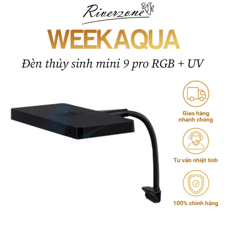 Đèn Led thủy sinh Week Aqua mini 9 pro RGB + UV siêu sáng, sử dụng app ...